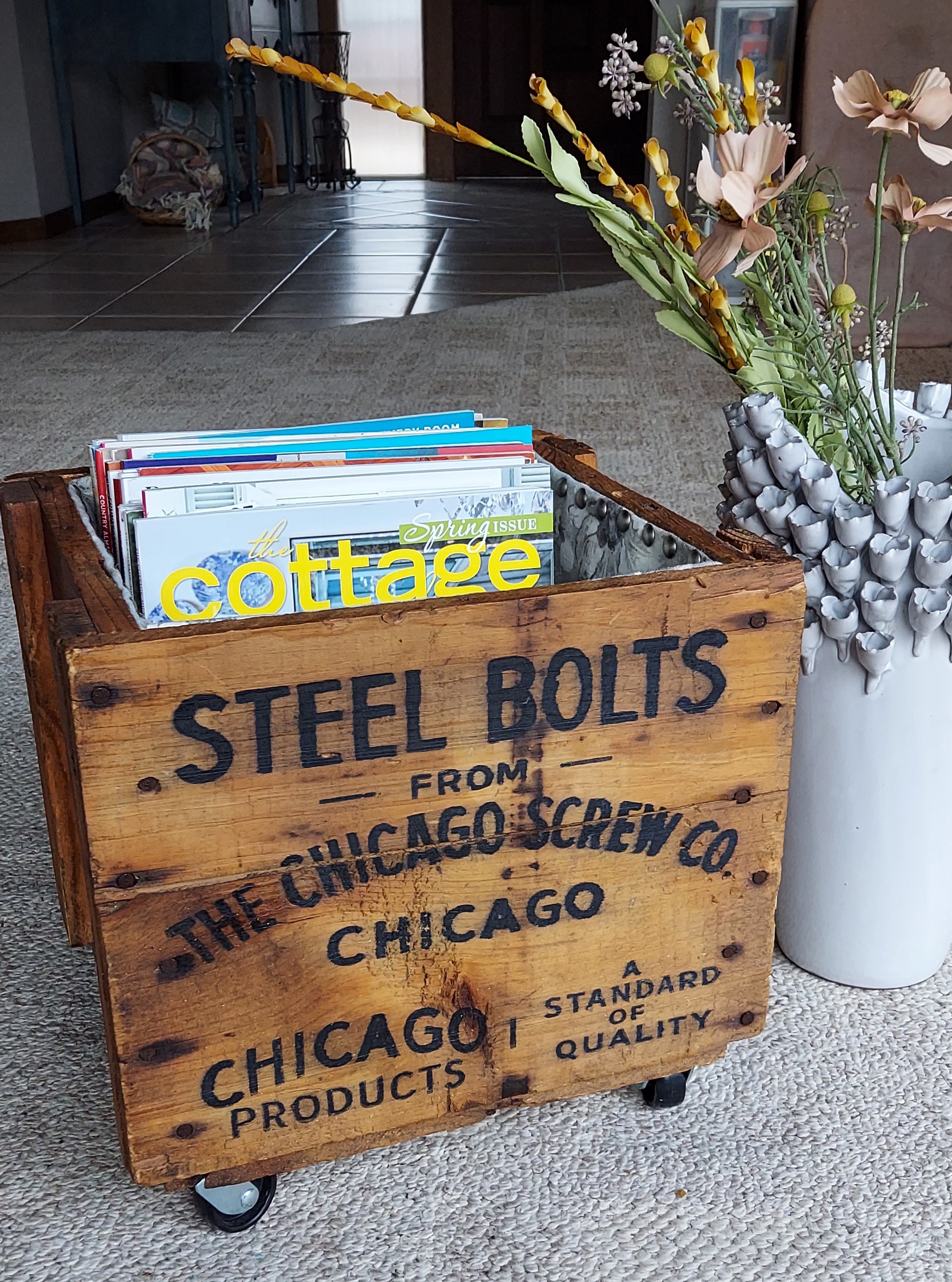 Upcycled Magazine Crate Caddy – Charm & Grit Home